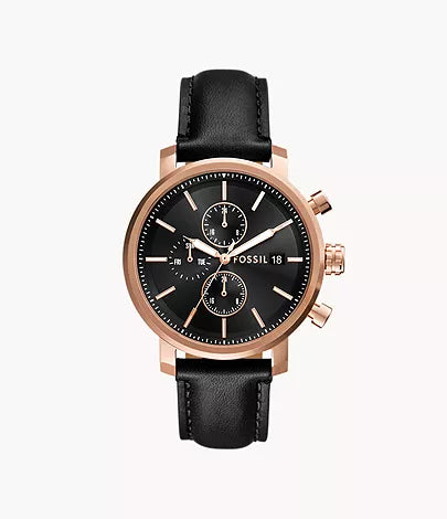 Fossil Rhett Multifunction Black Leather Watch – Watch Therapy